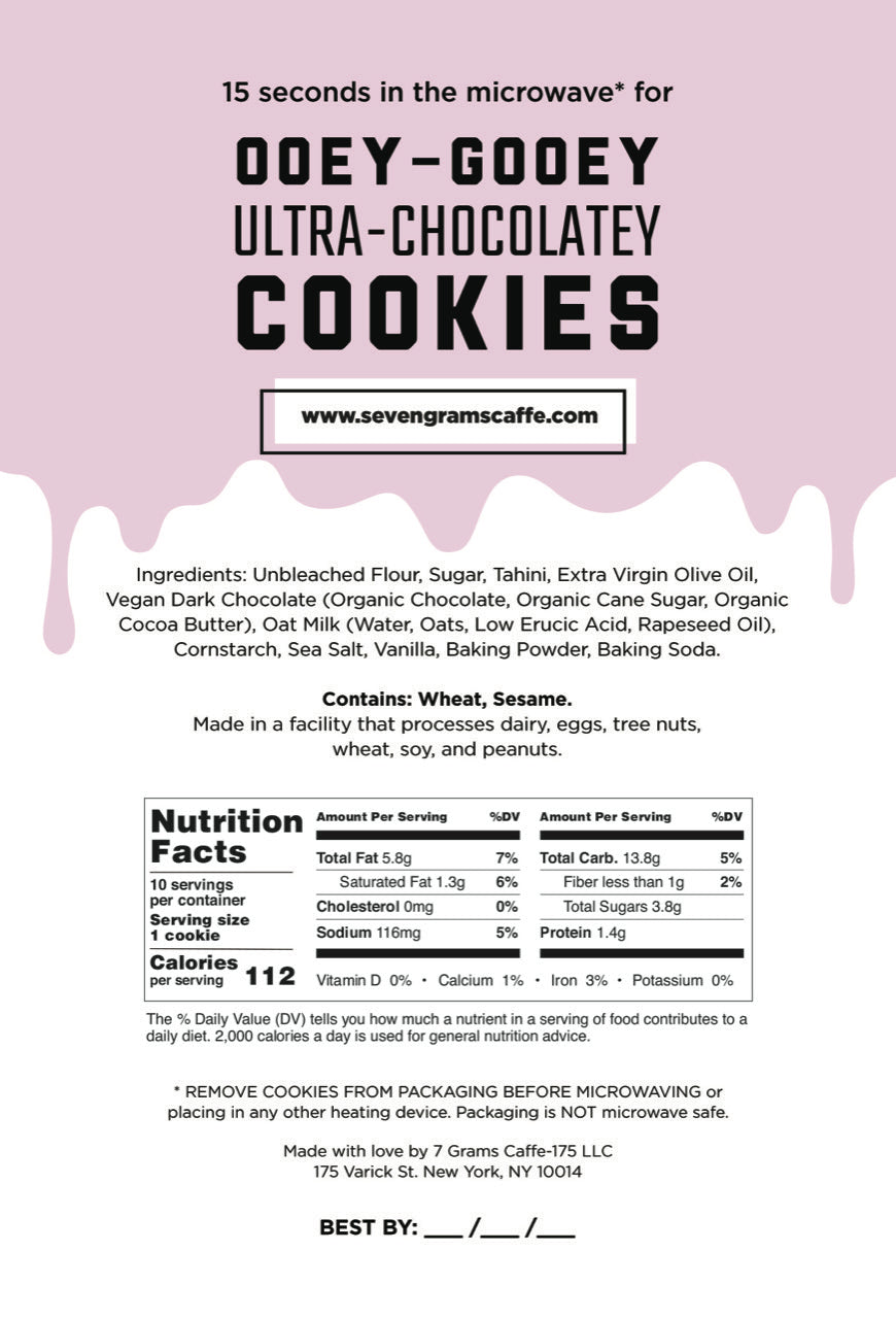 VEGAN TAHINI & OLIVE OIL Snackable Dark Chocolate Chip Cookies – Seven ...